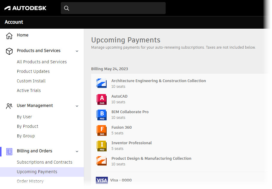 Manage subscriptions for your account | Autodesk